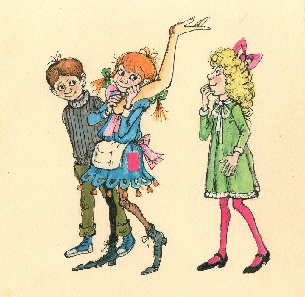 Op de illustraties van Carl Hollander heeft Pippi Langkous haar ...