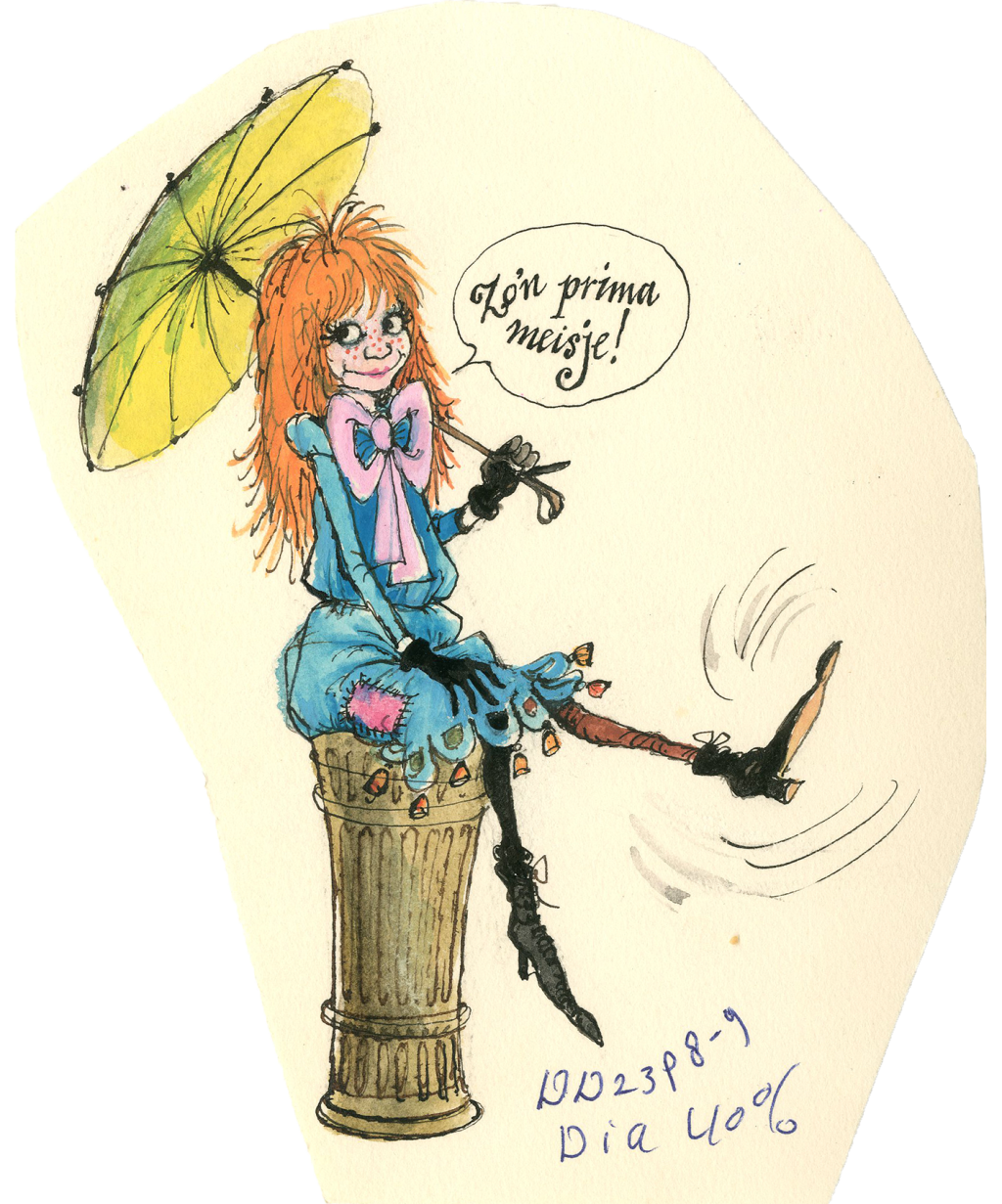 Op de illustraties van Carl Hollander heeft Pippi Langkous haar ...