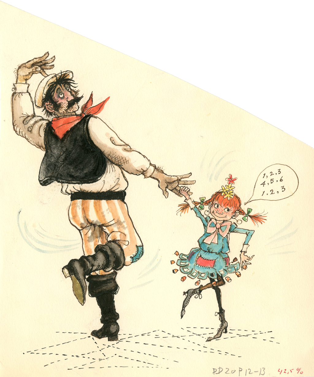 Op de illustraties van Carl Hollander heeft Pippi Langkous haar ...