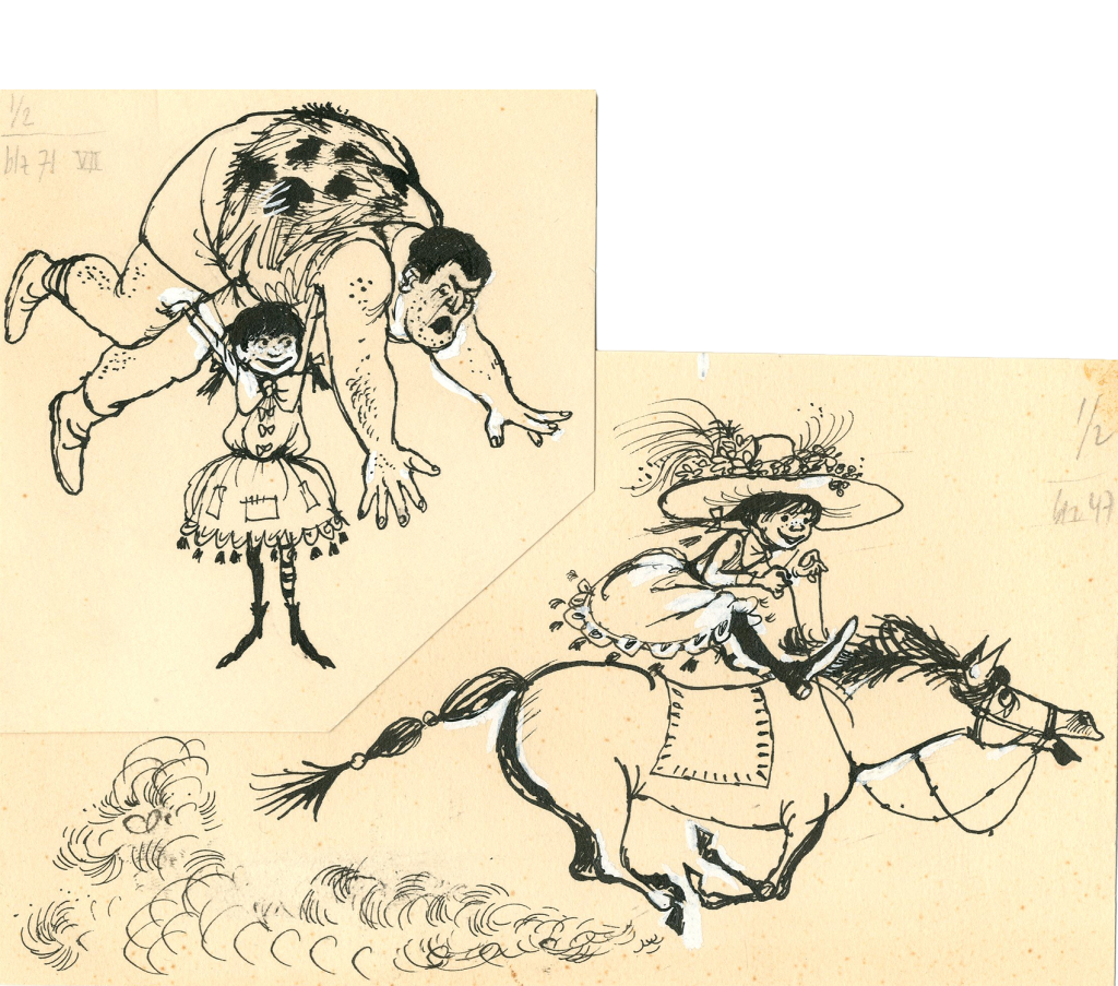 Op de illustraties van Carl Hollander heeft Pippi Langkous haar ...