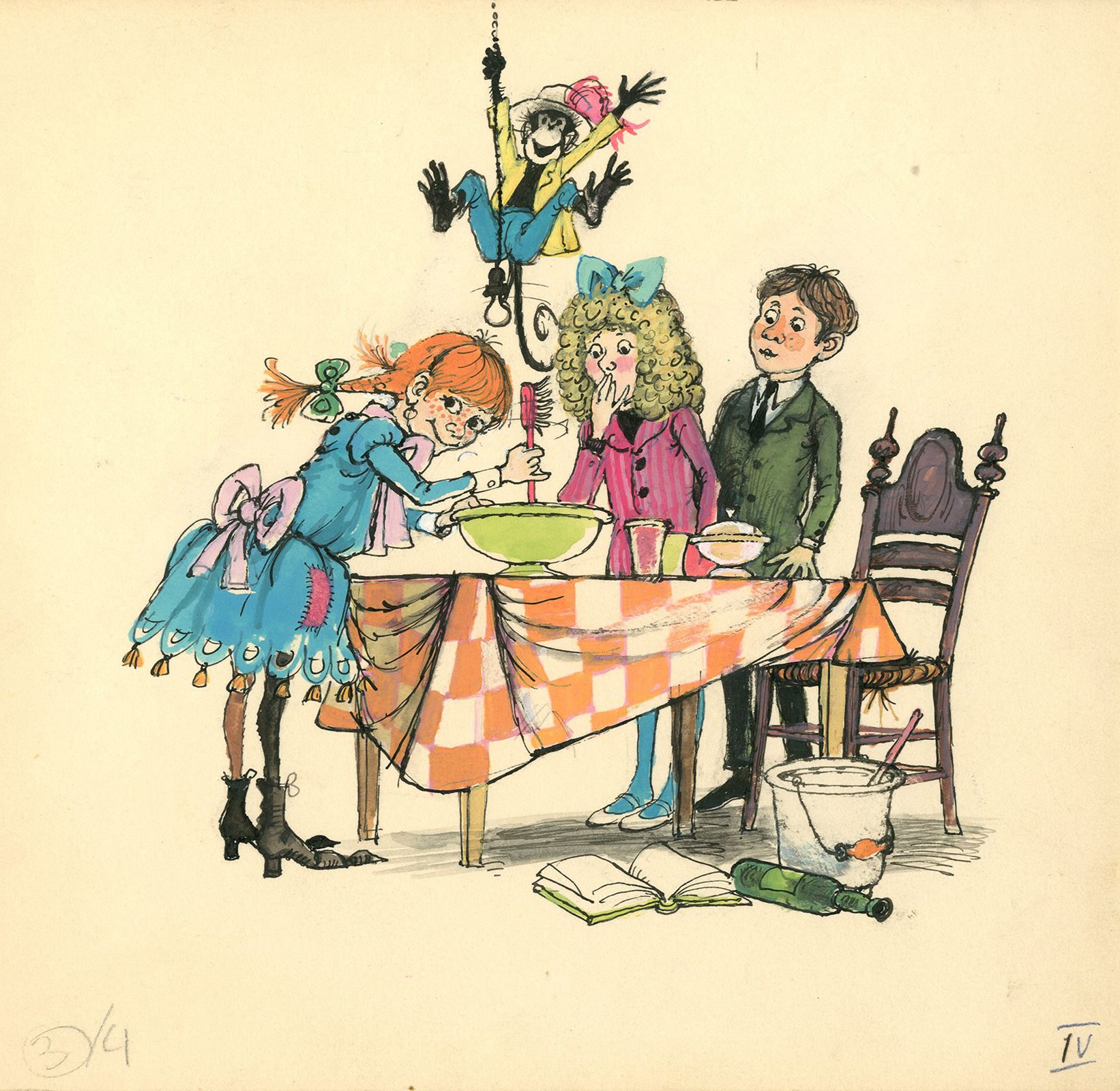 Op de illustraties van Carl Hollander heeft Pippi Langkous haar ...