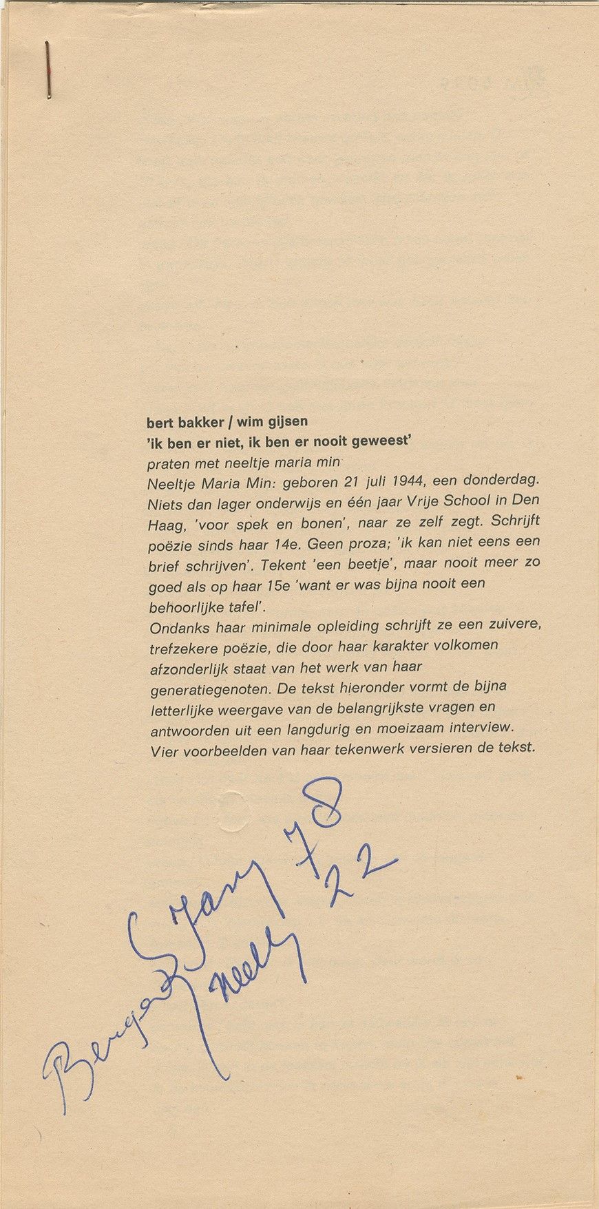 Altijd spaarzaam met het woord – over het debuut van Neeltje ...
